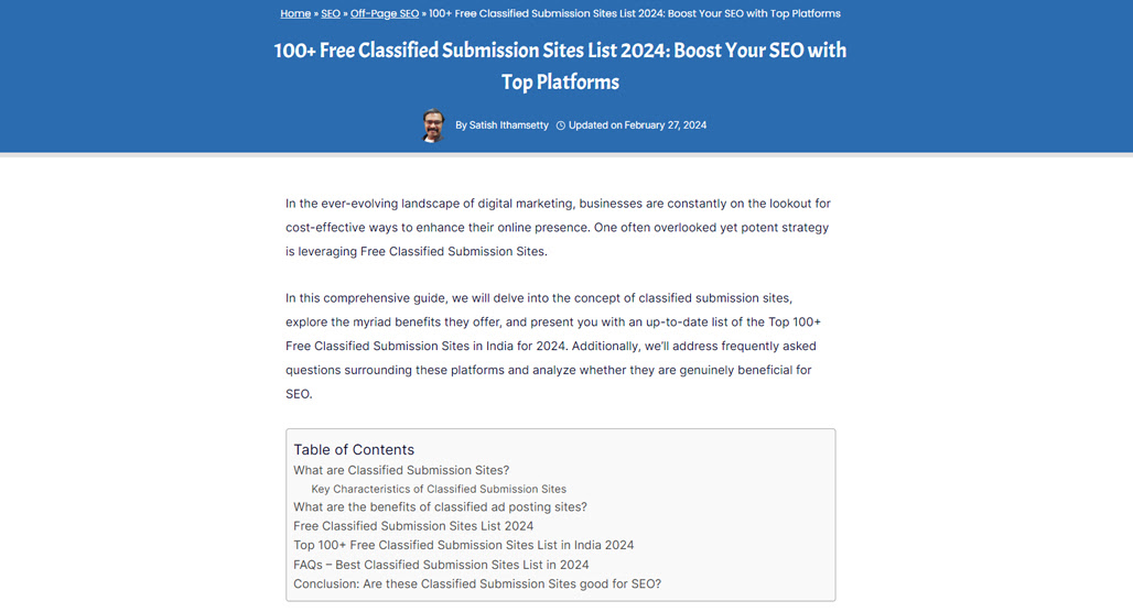 Updated List of Free Classified Sites to Submit Your Business - Topicfinder